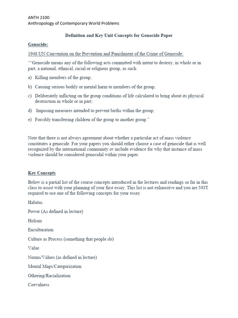 Key Concepts For Genocide Unit - 961705881 | PDF | Genocides | Violence