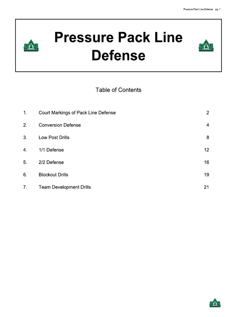 Pressure Pack Line Defense Drills | PDF