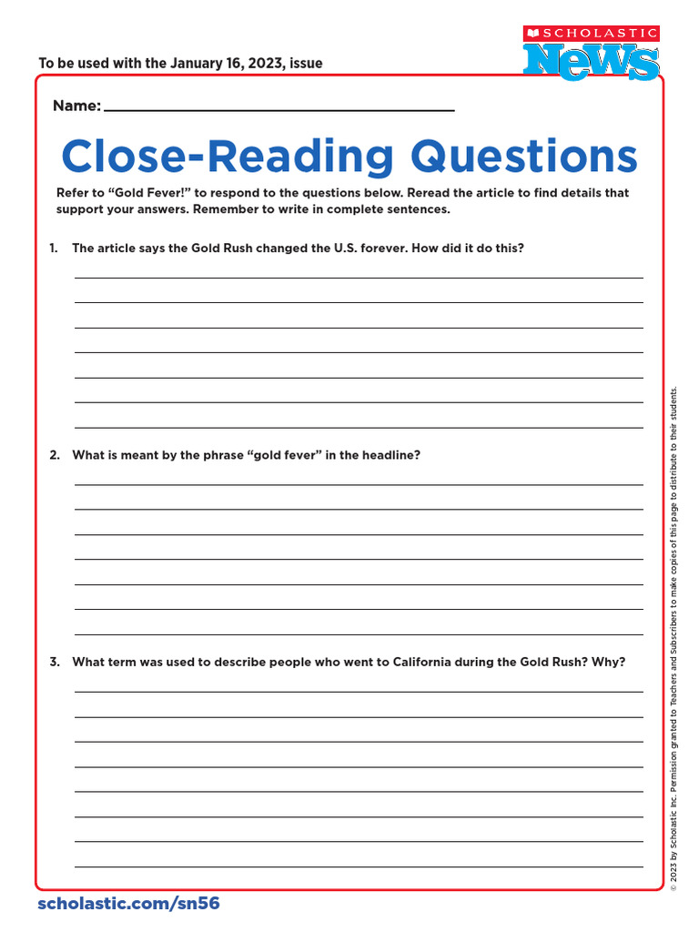 Axel Torrijos - Gold Fever-Close Reading Questions | PDF