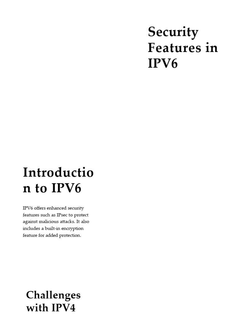 Security Features in IPV6 | PDF | I Pv6 | Internet Standards