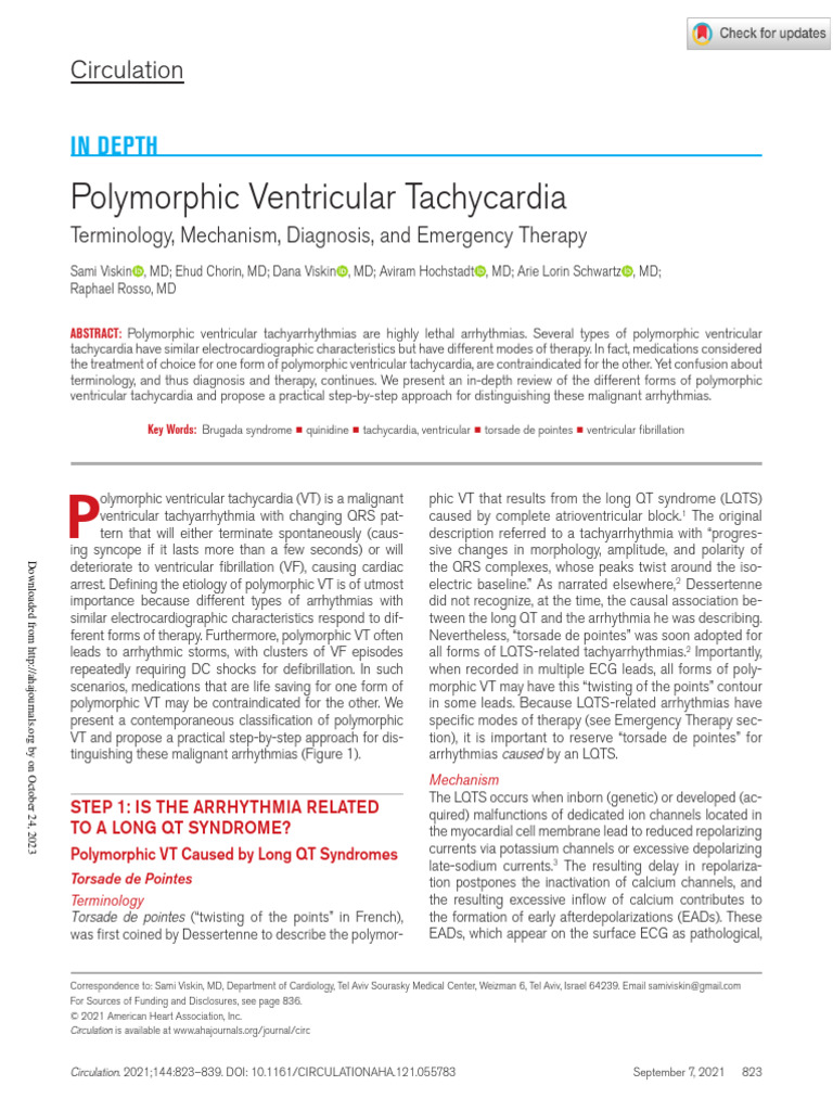 Viskin Et Al 2021 Polymorphic Ventricular Tachycardia Terminology ...