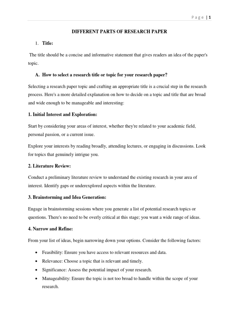 Different Parts of Research Paper | PDF | Methodology | Citation