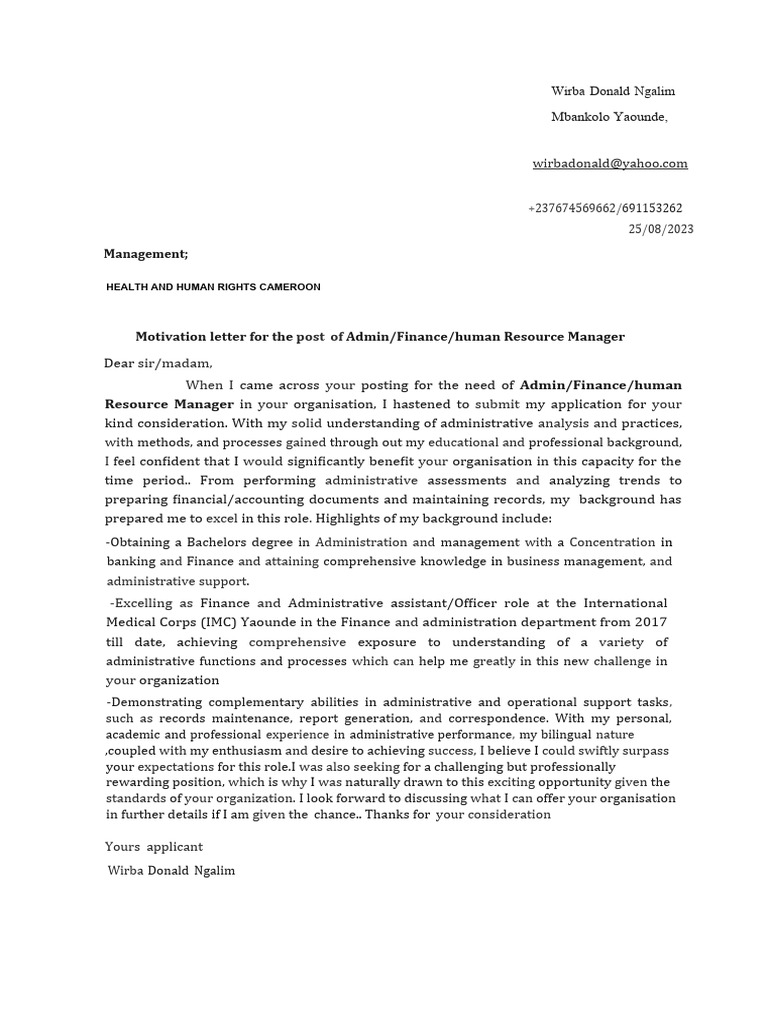 Motivation Letter | PDF