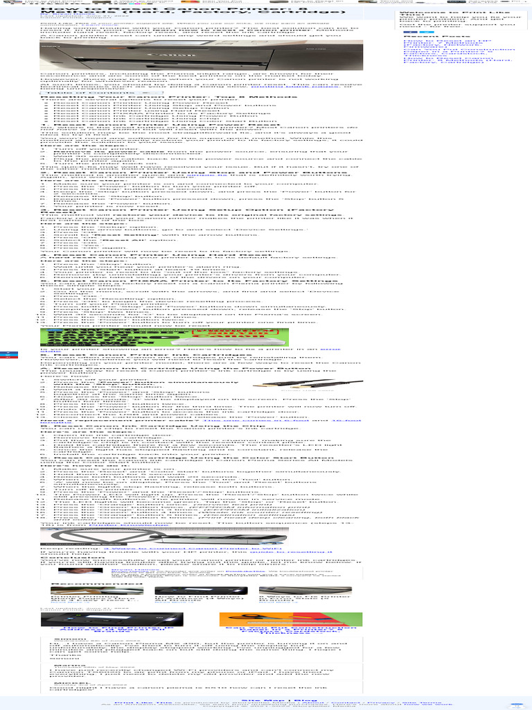 How To Reset Canon Printer: 8 Methods (Hard, Factory, Cartridge) ? Print Like This | PDF ...