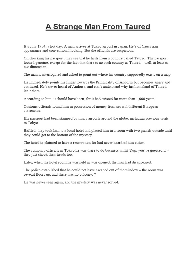 The Mystery of the Man from Taured | PDF