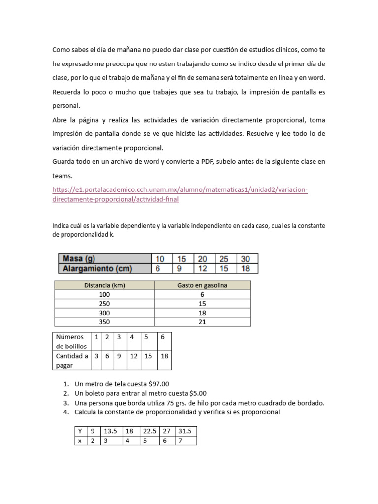 Variación Directamente Proporcional | PDF