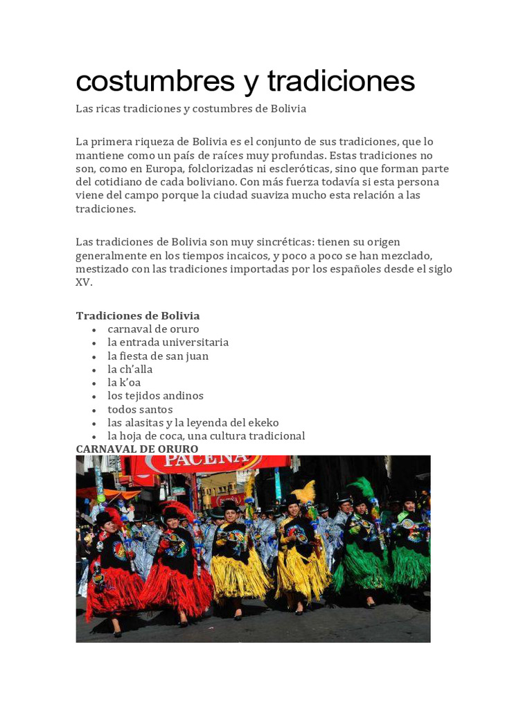 Costumbres y Tradiciones | PDF