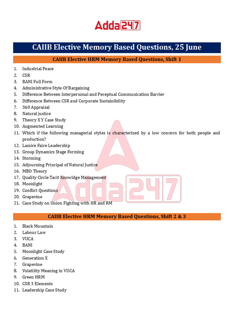 CAIIB Elective Memory Based Questions 2 1 | PDF | Bond Duration | Human ... CAIIB Elective Memory Based Questions 2 1 | PDF | Bond Duration | Human ...