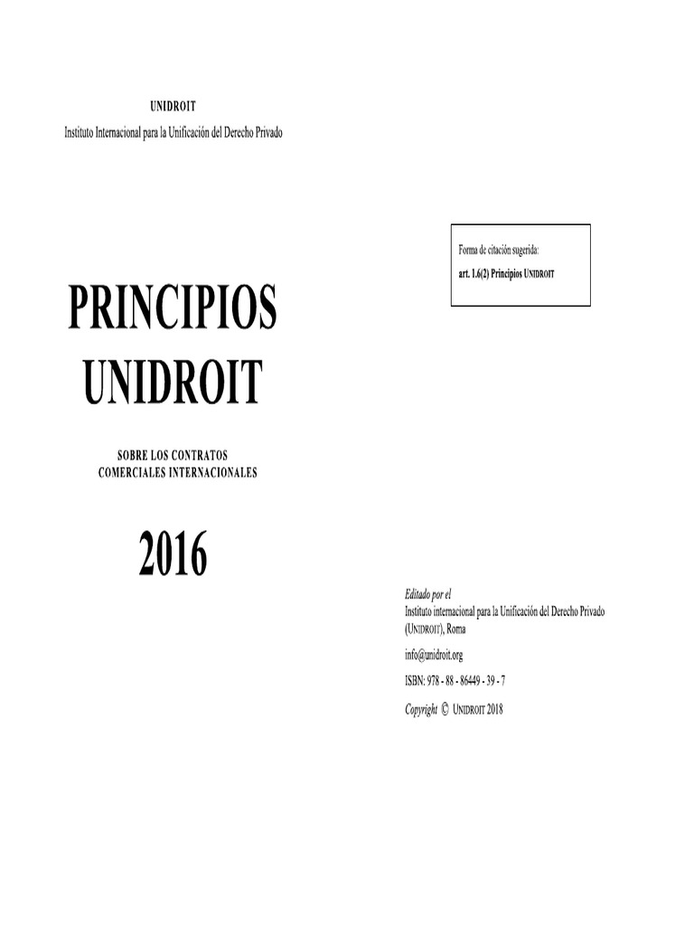 2 X HOJA Unidroit Principles 2016 Spanish I | PDF