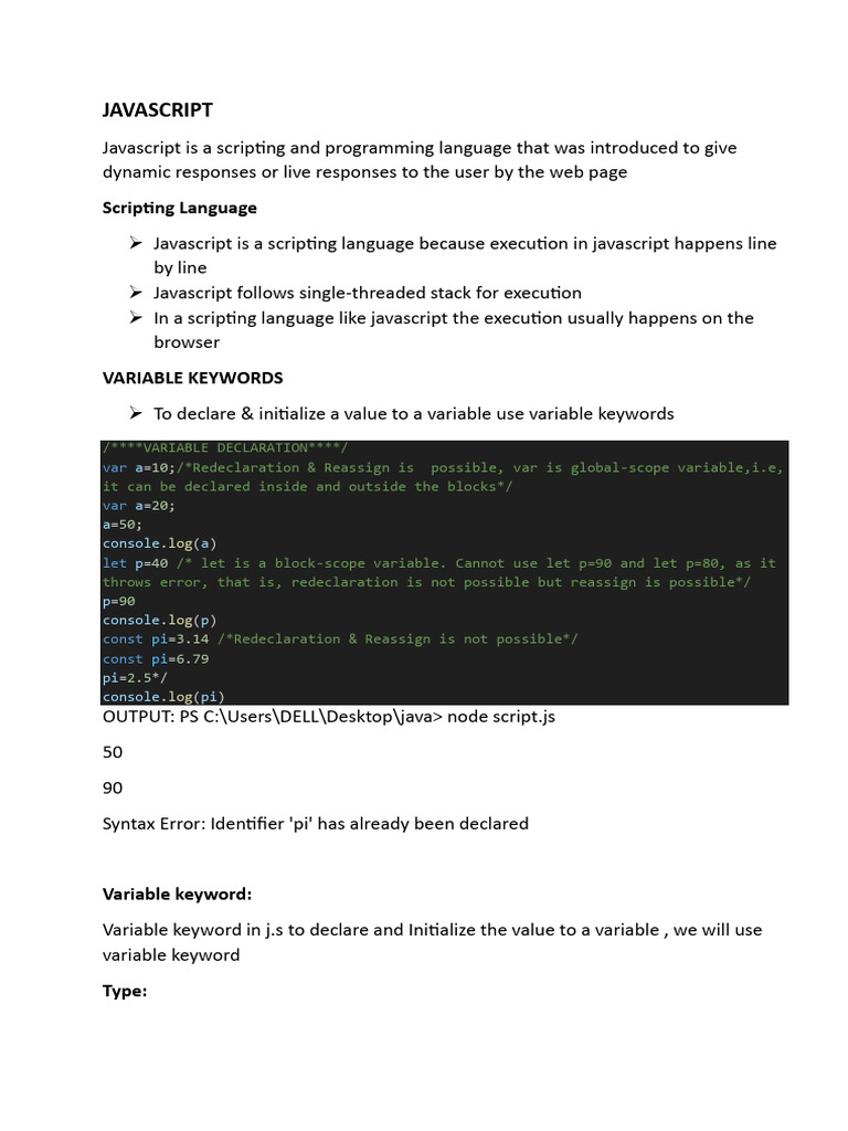 JS Notes | Download Free PDF | Java Script | Document Object Model