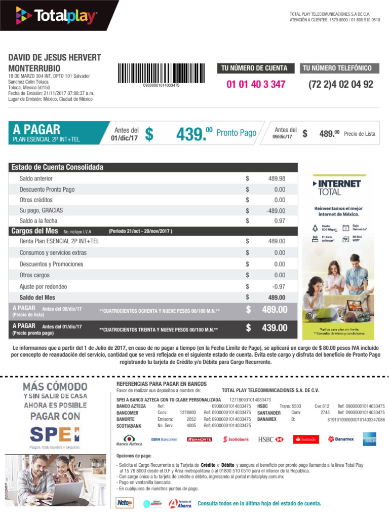 Factura Total Play | PDF