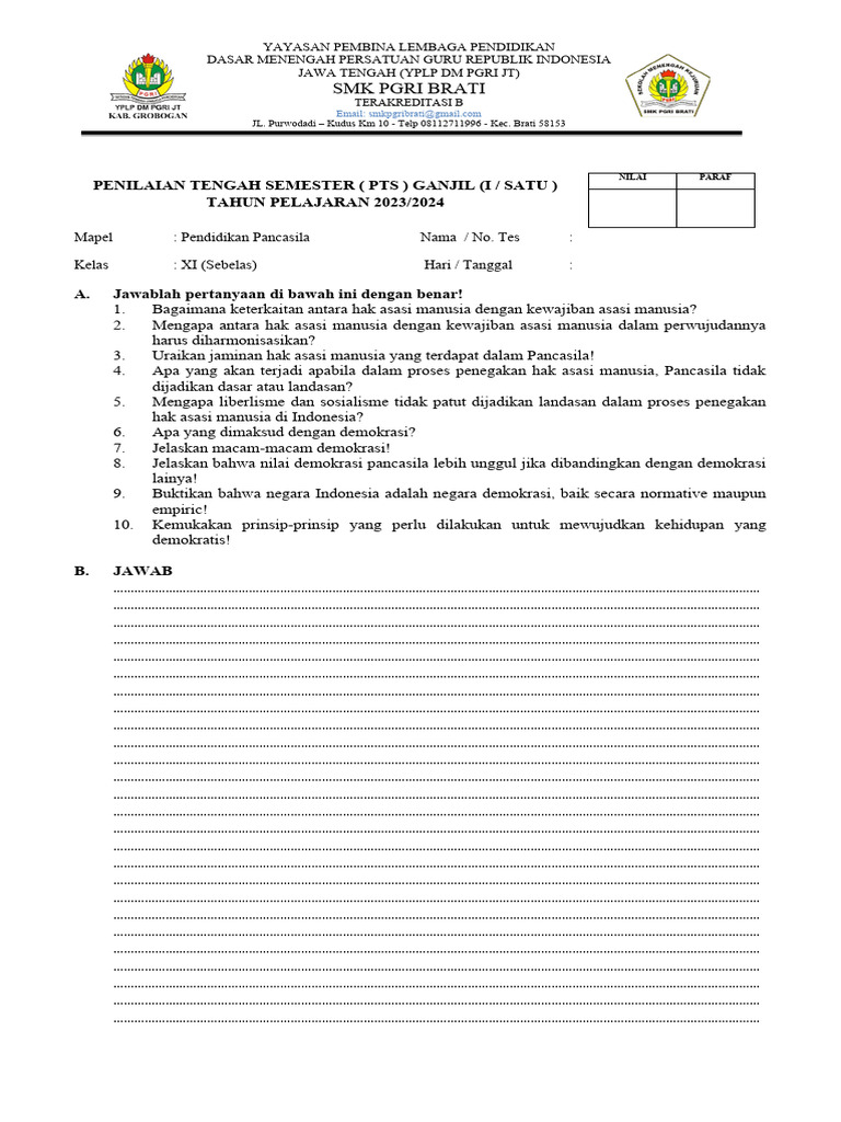 Soal PKN Kelas XI | PDF