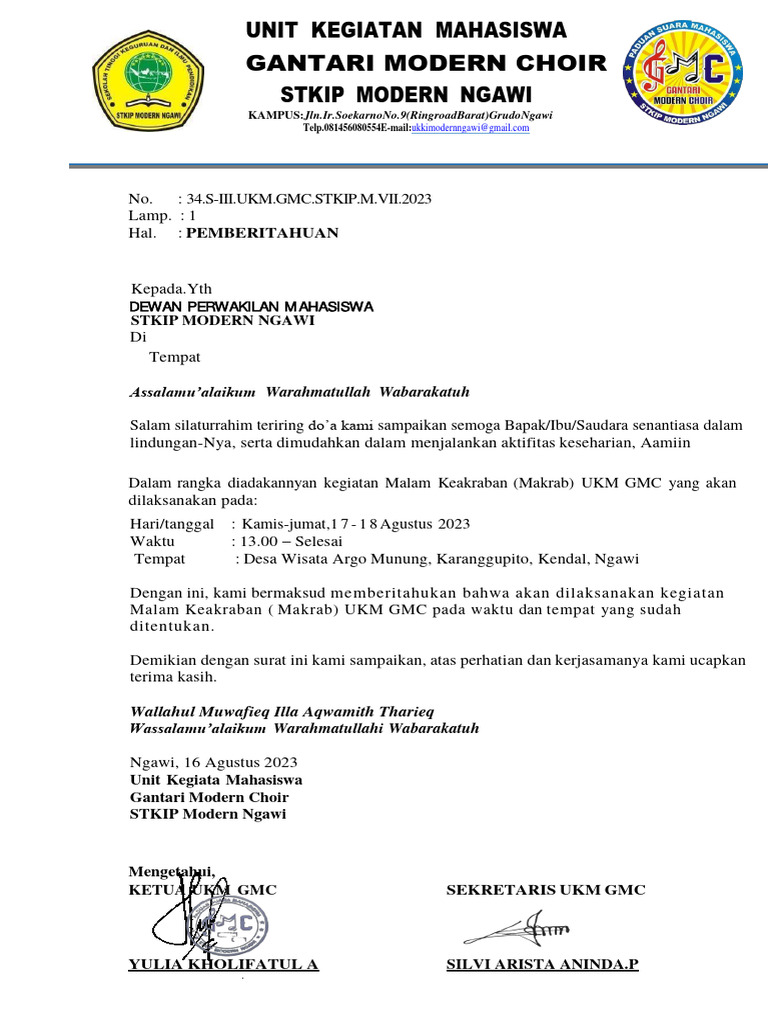 Makrab UKM GMC STKIP Modern Ngawi 2023 | PDF
