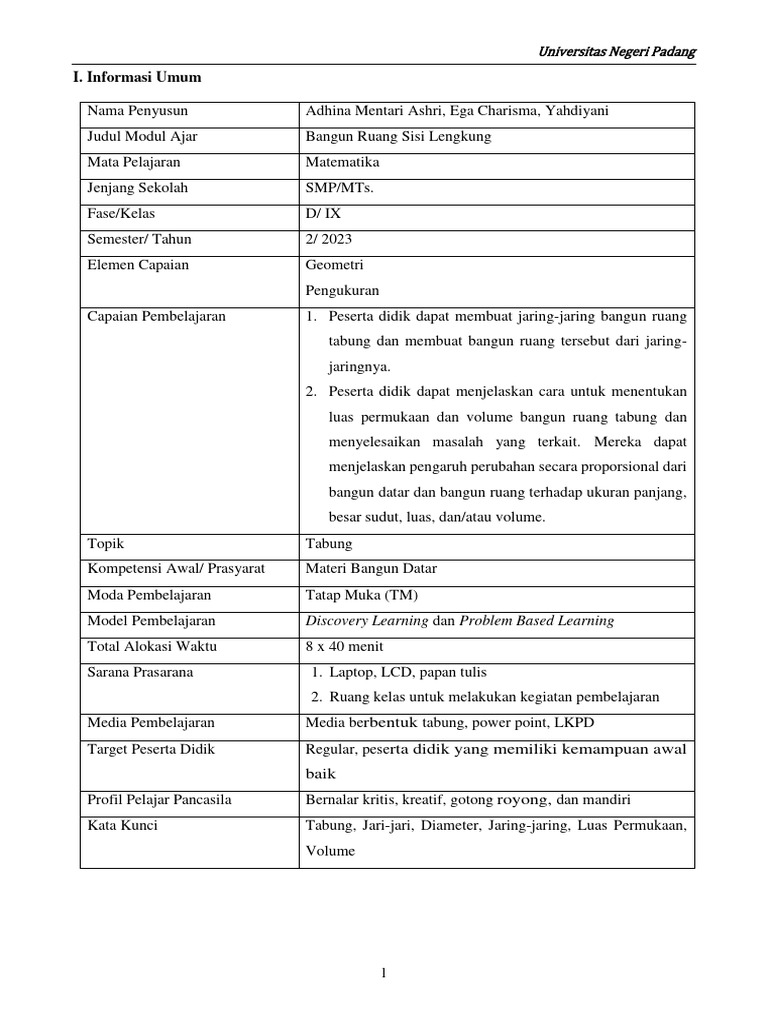 Modul Ajar 3 Pertemuan | PDF