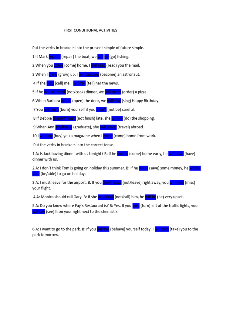 First Conditional Activities | PDF