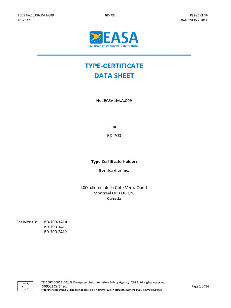 EASA ejewbTCDS EASA - IM - .A.009 - Issue 12 - 20-Dec-2022 - Clean Version | PDF