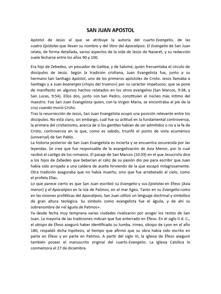 San Juan Apostol | PDF | Juan el apóstol | Jesús