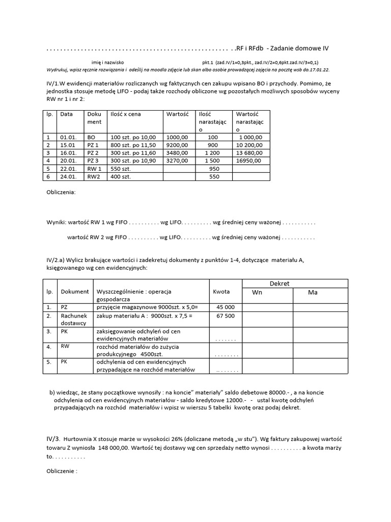 RF Zad - dom.IV M. Word | PDF