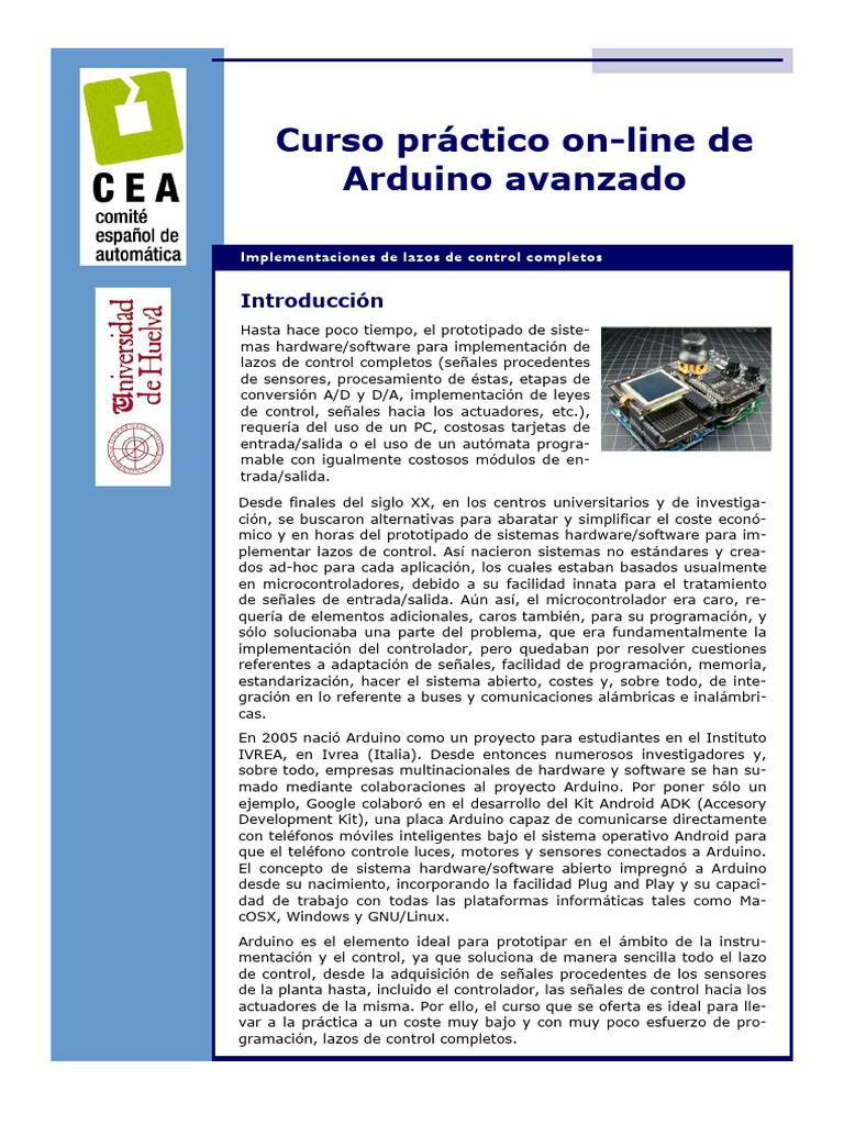Información_curso_Arduino_def | PDF | Arduino | Hardware de la computadora