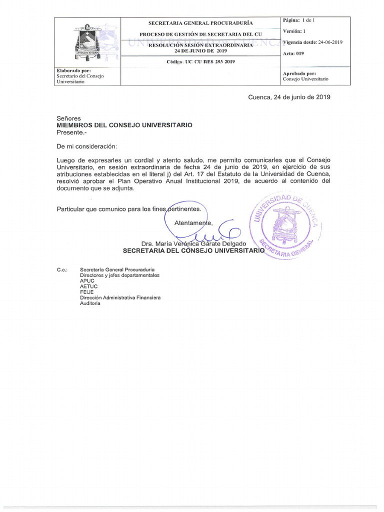 Poa Universidad de Cuenca 2019 | PDF