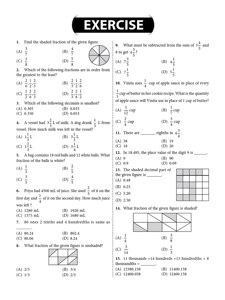 Fractions and Decimals 5th For More Jeebytes - Xyz - 5 8 | PDF