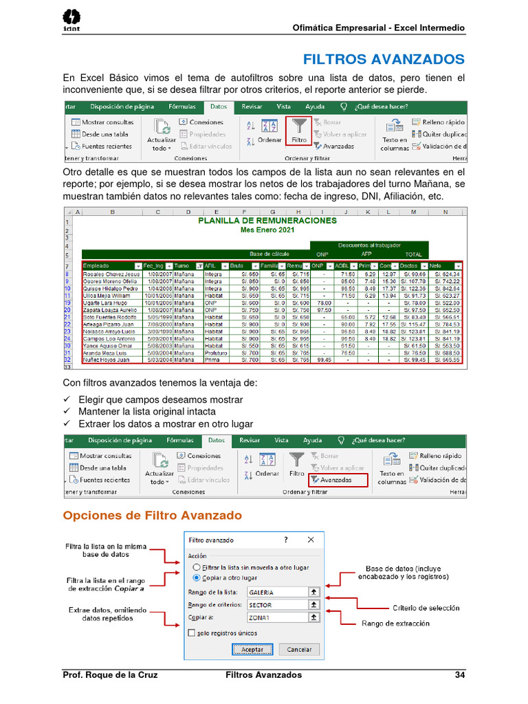 07 Filtros - Avanzados | PDF | Microsoft Excel | Informática