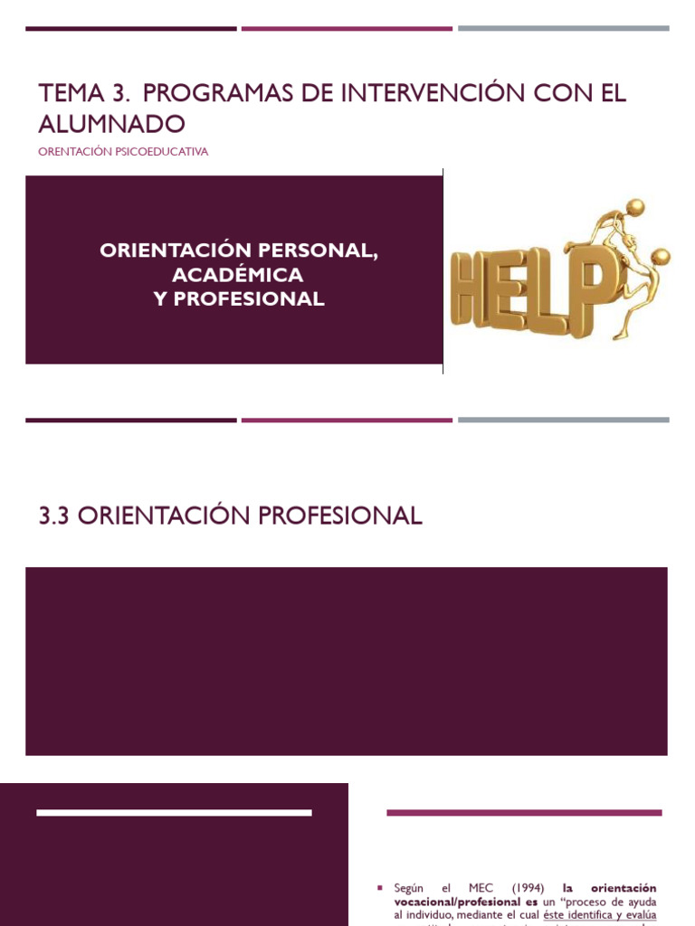 TEMA 3.3, Orientacion Profesional 2022 2023 | PDF | Aprendizaje | Maestros