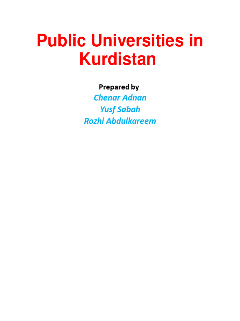 Public Universities in Kurdistan: Chenar Adnan Yusf Sabah Rozhi ...