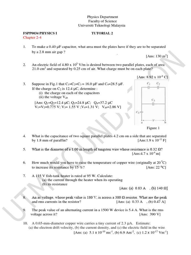 Tutorial 2 Physics 2 2022 | PDF | Capacitor | Resistor