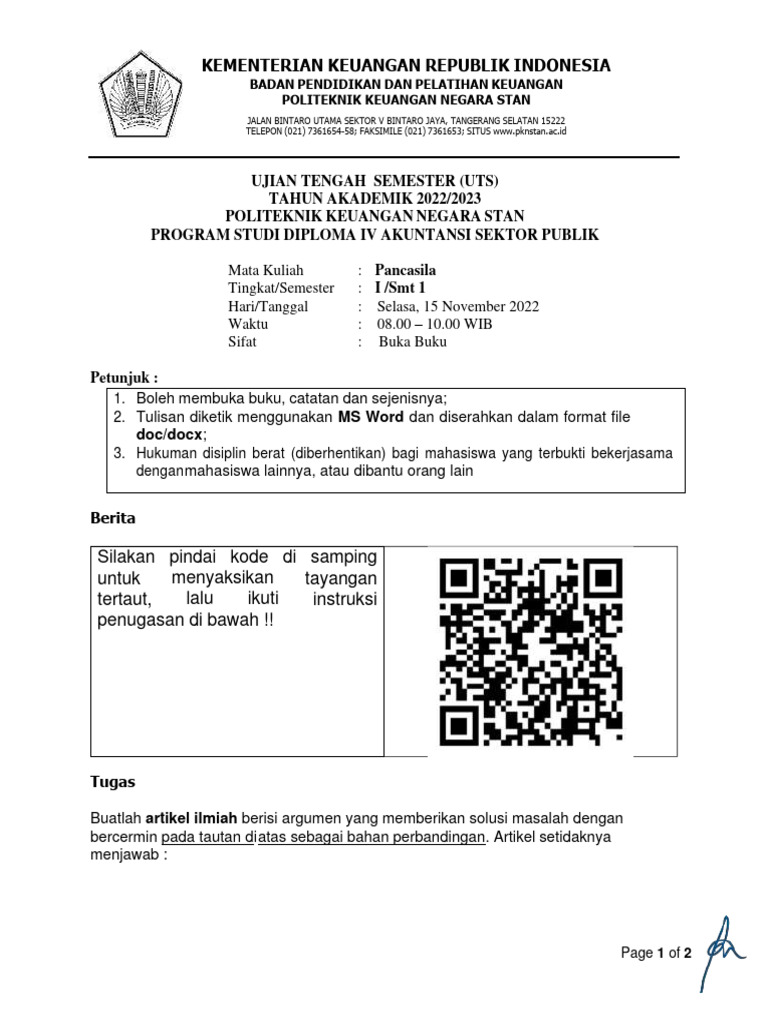 Soal PPIMK D4 ASP 1 Pancasila | PDF