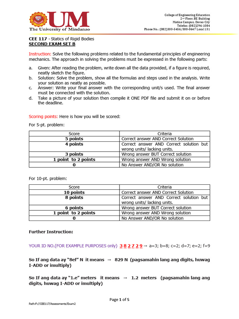 CEE 117 Exam 2 | PDF | Mechanics | Mechanical Engineering