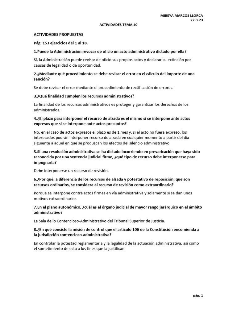 Actividades Propuestas y Finales Tema 10 Jurídica | PDF