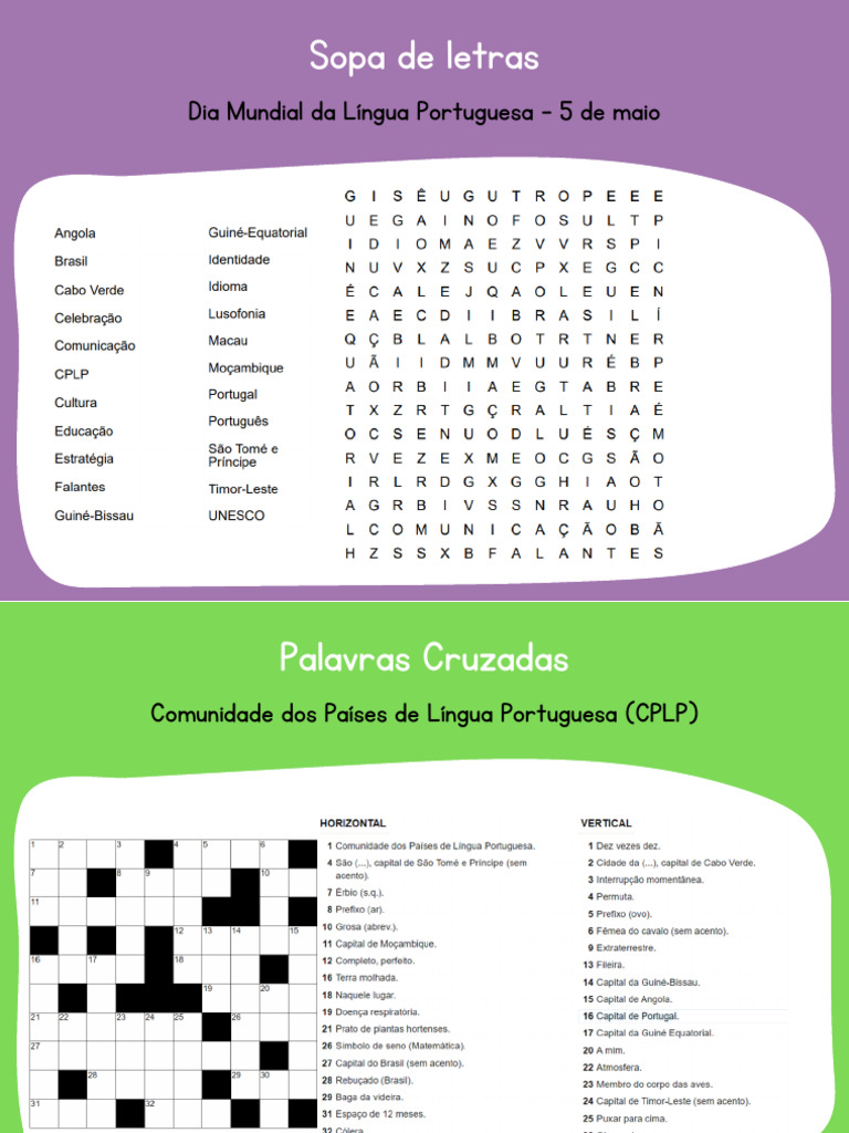 Sopa de Letras | PDF | Português (idioma) | Portugal