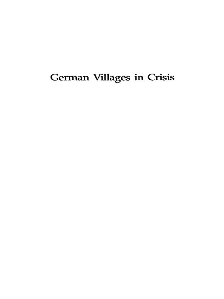 German Villages in Crisis. Rural Life in Hesse-Kassel and The Thirty ...