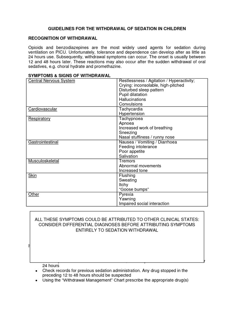 Pediatric Sedation Withdrawal Guidelines | PDF | Drug Withdrawal | Morphine