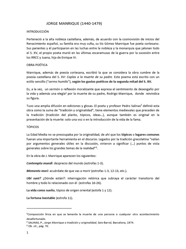 Jorge Manrique | PDF | Poesía