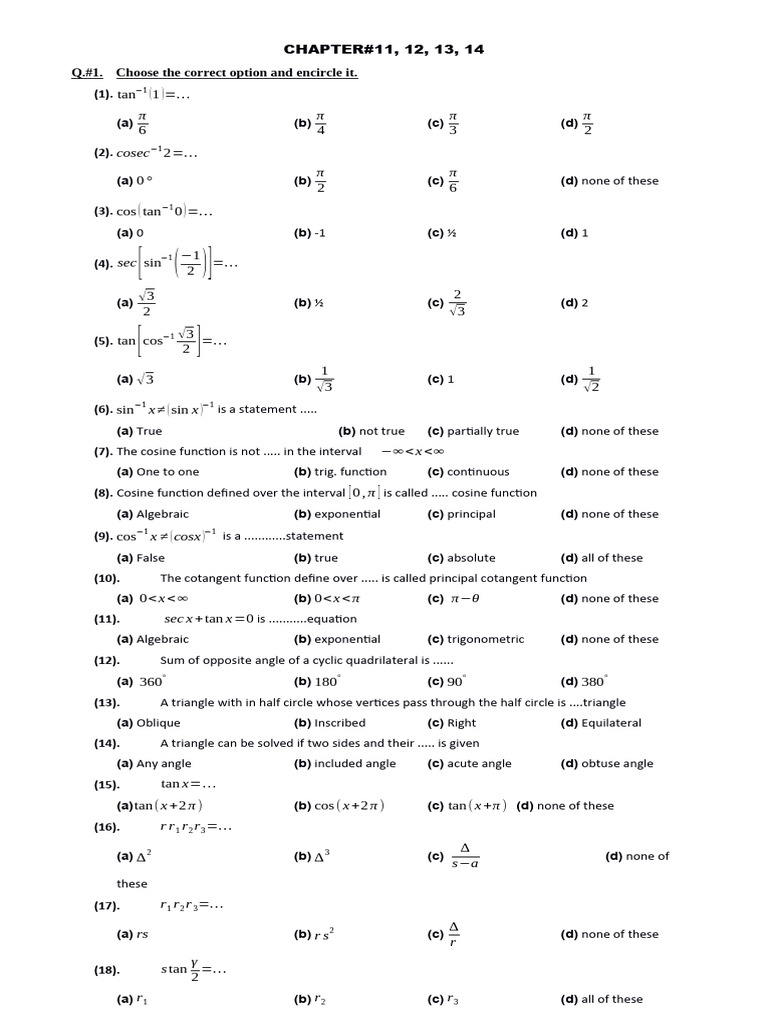 ch#11,12,13,14 | PDF | Trigonometric Functions | Euclid