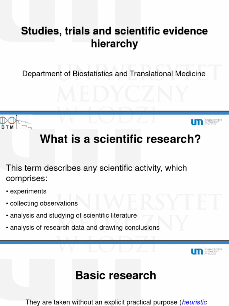 Studies, Trials and Scientific Evidence Hierarchy - Lecture 1 - BT ...