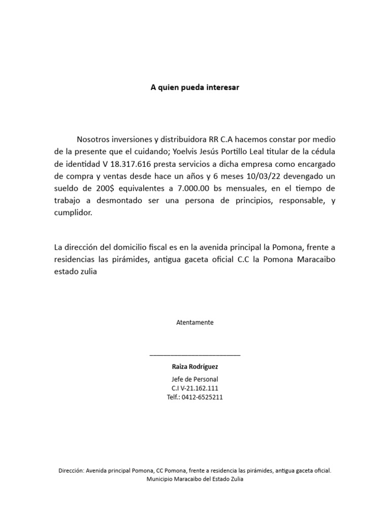 A Quien Pueda Interesar | PDF