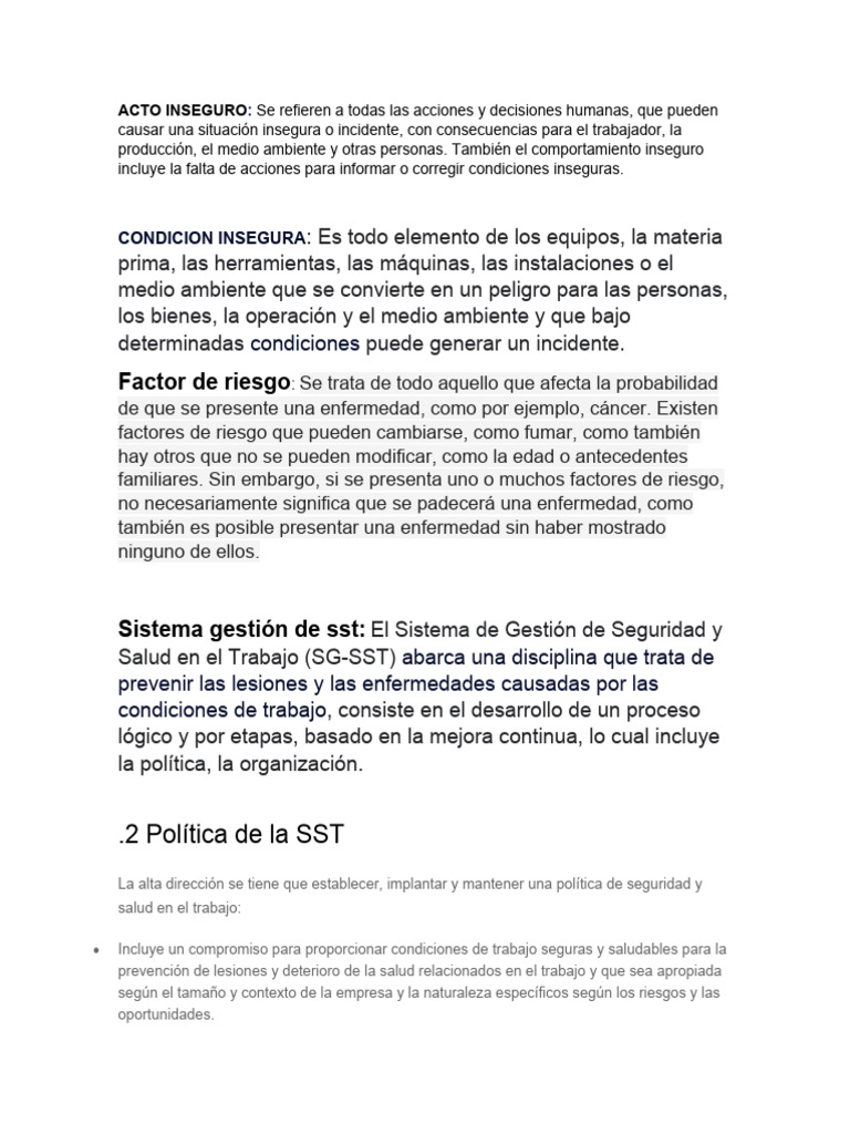 Acto Inseguro | PDF | Valores | Seguridad y salud ocupacional