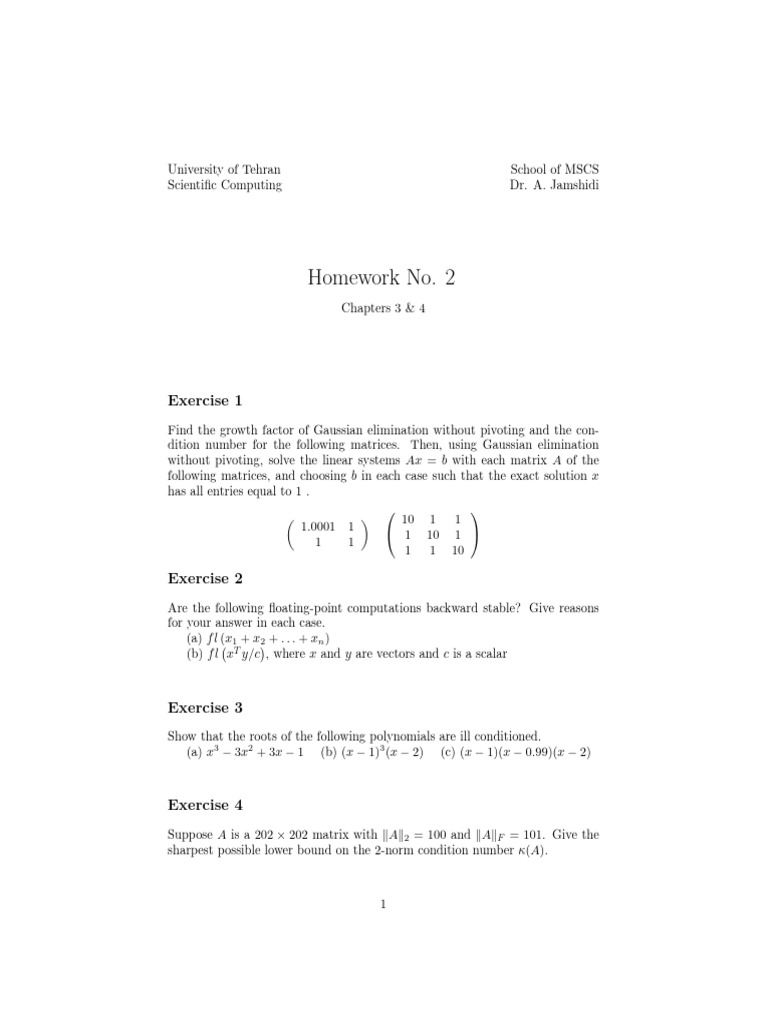 ScientificComputing HW2 | PDF | Matrix (Mathematics) | Computational Science