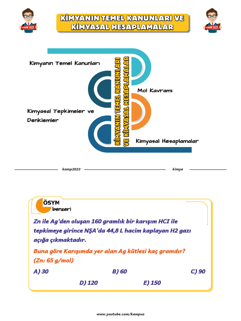 Kimyanın Temel Kanunları Ve Hesaplamala - A4 - 2li | PDF