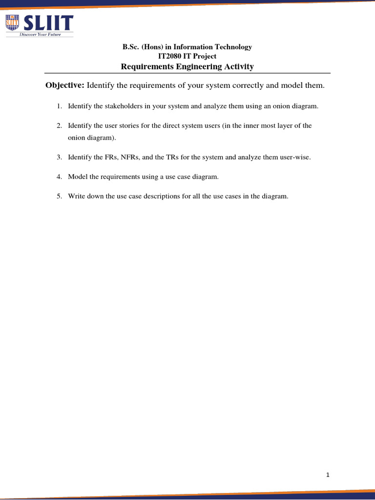 2023 S2 IT2080 ITP - Activity 01 - Week02 - Requirements | PDF