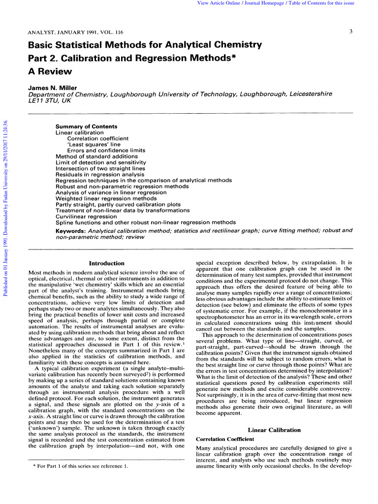 Analytical Chemistry Calibration Methods | PDF | Regression Analysis | Statistics