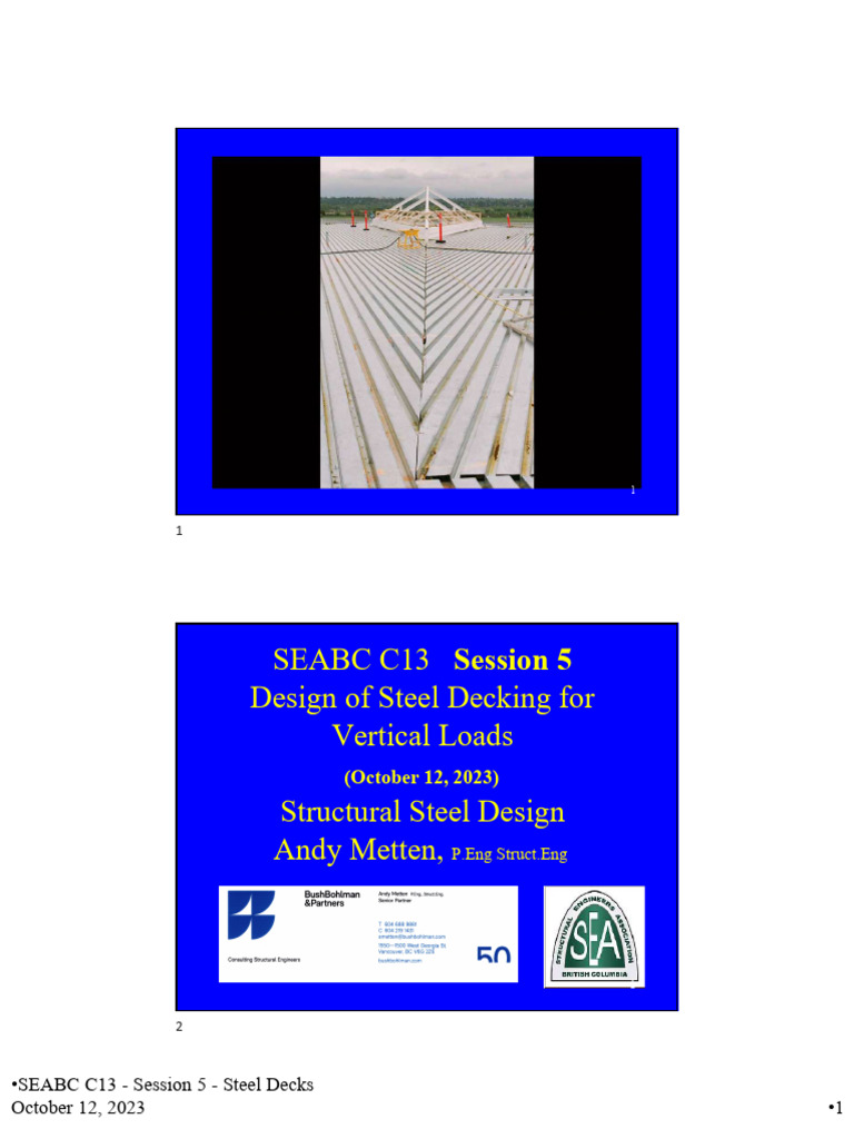 Steel Deck Design for Vertical Loads | PDF | Strength Of Materials ...