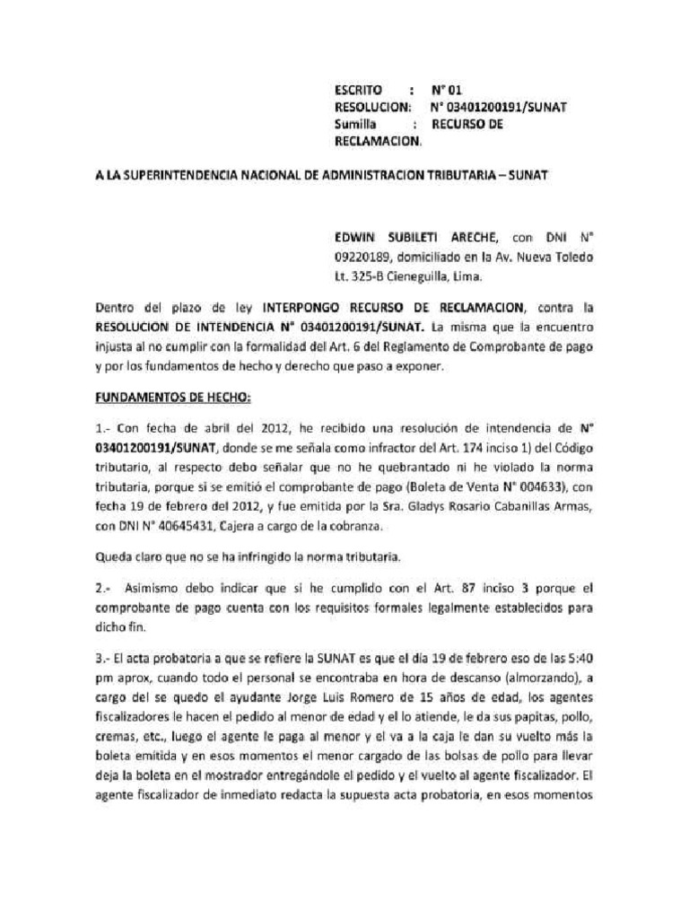 Resolucion Recurso de Reclamacion | PDF