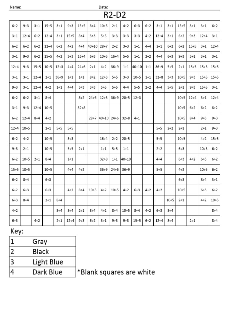 6MD R2D2 Star Wars Math Worksheets | PDF