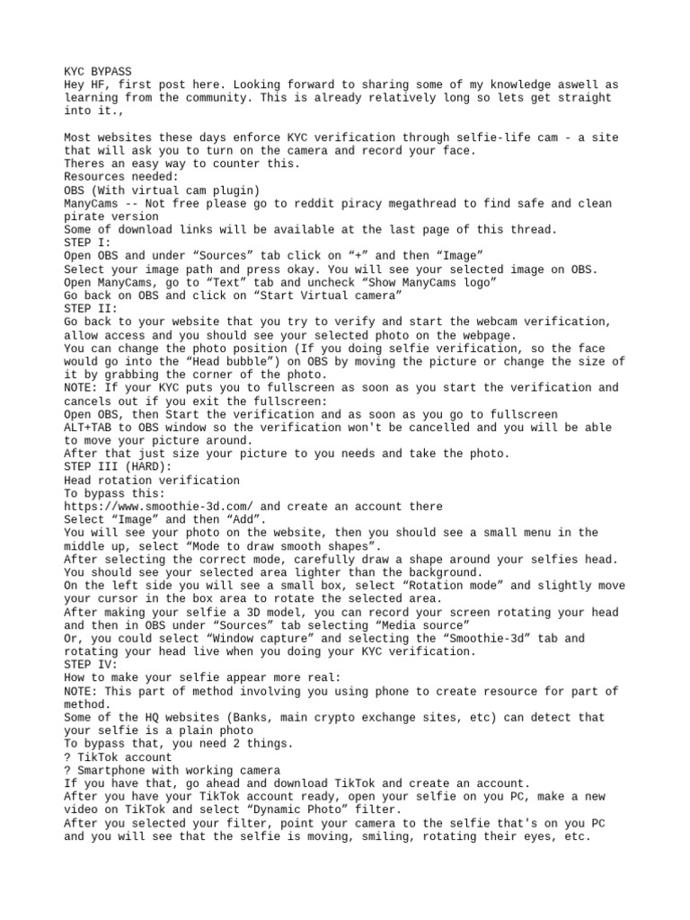 Selfie Kyc Bypass Tutorial | PDF | Selfie | Android (Operating System)