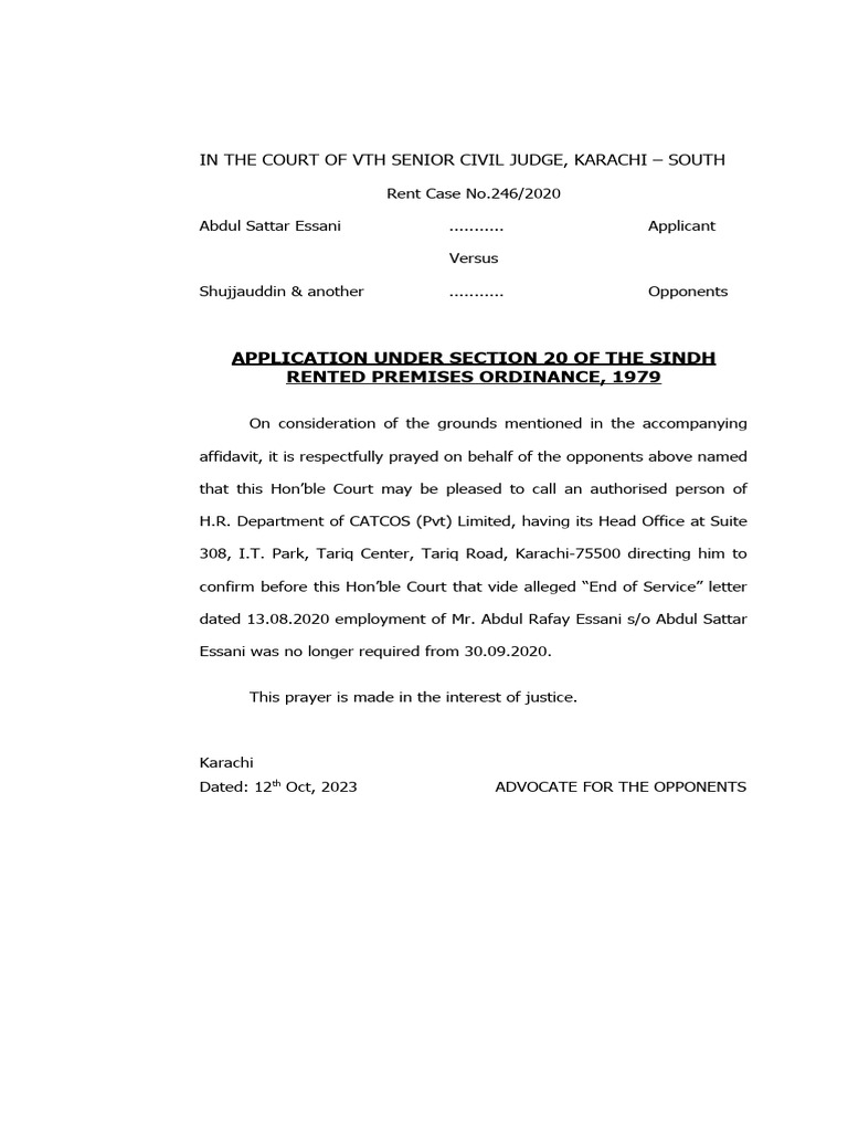 RC 246 of 2020 - Application Section 20 SRPO | PDF