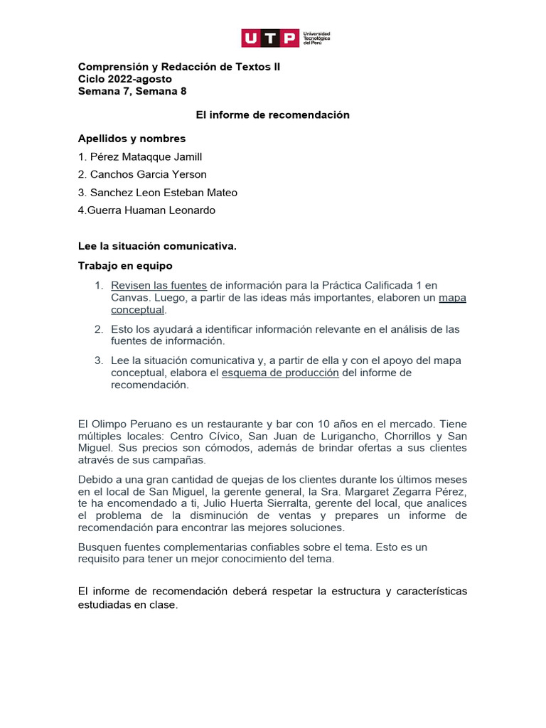 S07 y S08 - Redaccion Final pc1 | PDF | Negocios